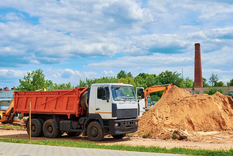 Dumper Truck at Construction Site Stock Photo - Image of lorry, work ...