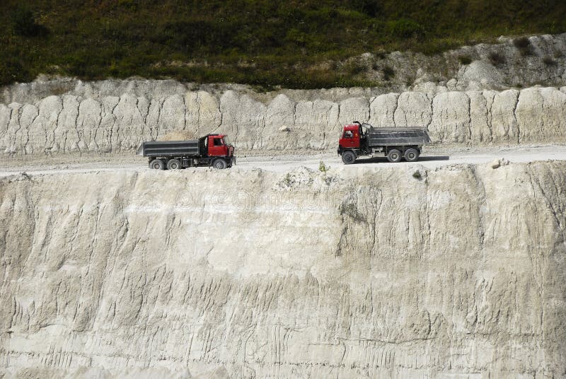 Dumper Trucks in a Chalk Pit Stock Photo - Image of opencast, away ...
