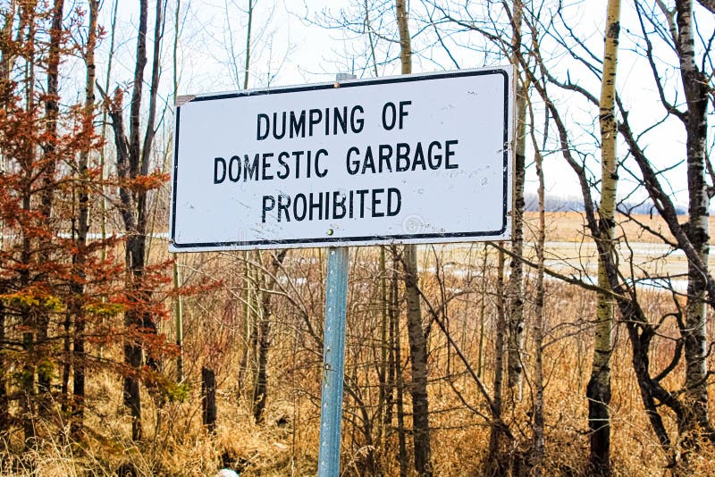 Dumping of Domestic Garbage Prohibited Sign Stock Image - Image of ...