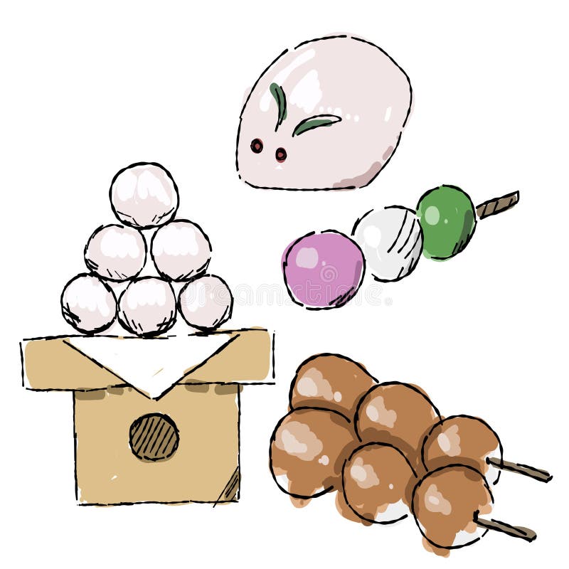 Dumpling Freehand Drawing Illustration Set of the Viewing the Moon ...