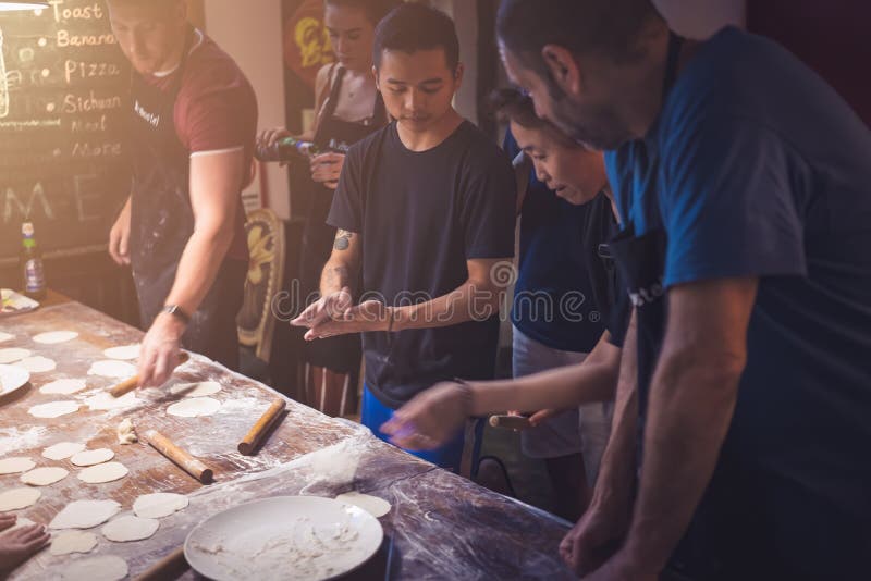 Dumpling Making Class in China Editorial Photo - Image of flour ...