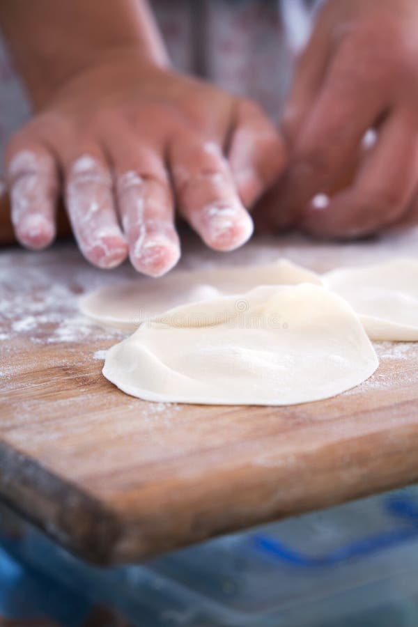 Dumpling Making Roll Dumpling Skin Stock Image - Image of festival ...