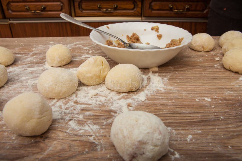 Dumpling preparation stock image. Image of baking, domestic - 49863577