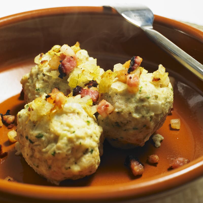 Dumplings with bacon stock photo. Image of dish, bacon - 17237684