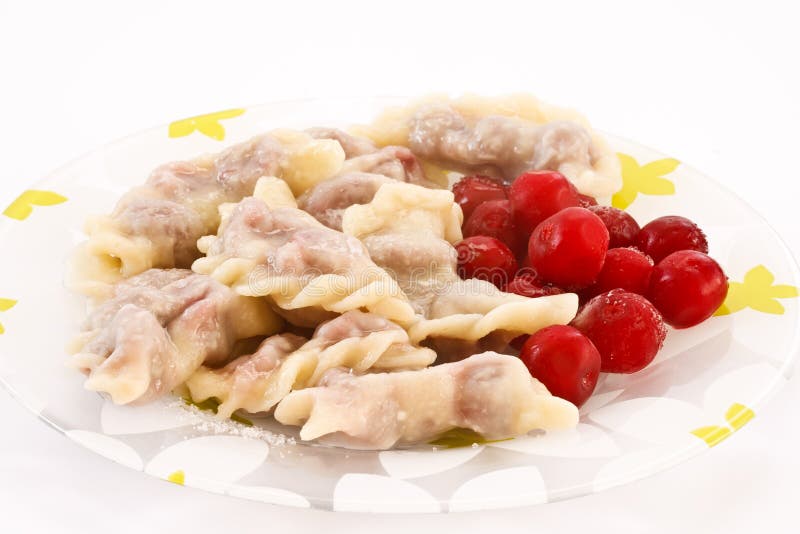 Dumplings with cherry stock photo. Image of cooking, foodstuff - 18607534