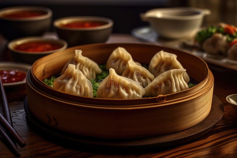Dumplings Close-up. Generative AI Technology Stock Illustration ...