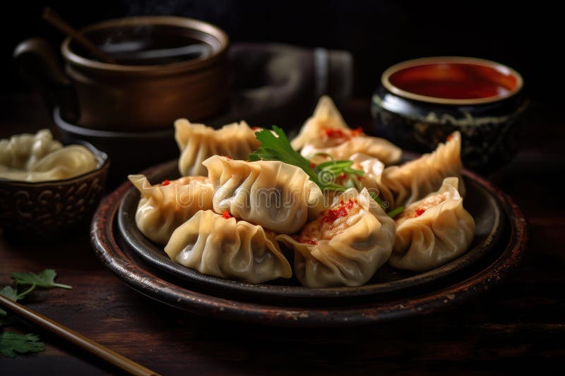 Dumplings Close-up. Generative AI Technology Stock Illustration ...