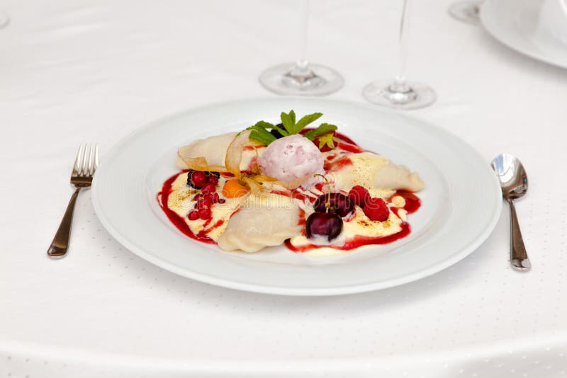 Dumplings with ice cream stock photo. Image of dessert - 28870898