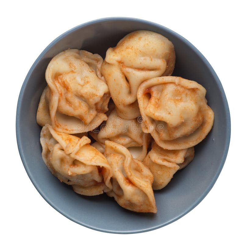 Dumplings on a Plate Isolated on White Background. Dumplings in Tomato ...