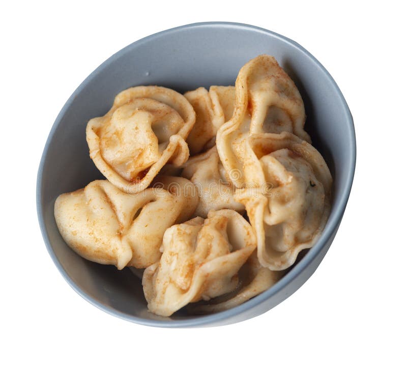 Dumplings on a Plate Isolated on White Background. Dumplings in Tomato ...