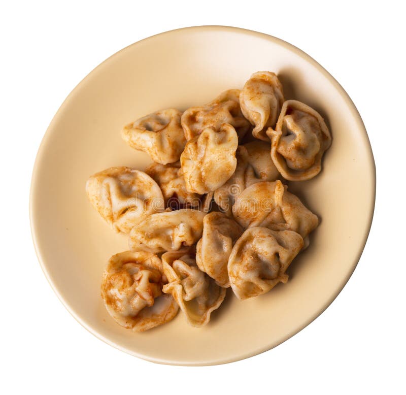 Dumplings on a Plate Isolated on White Background. Dumplings in Tomato ...