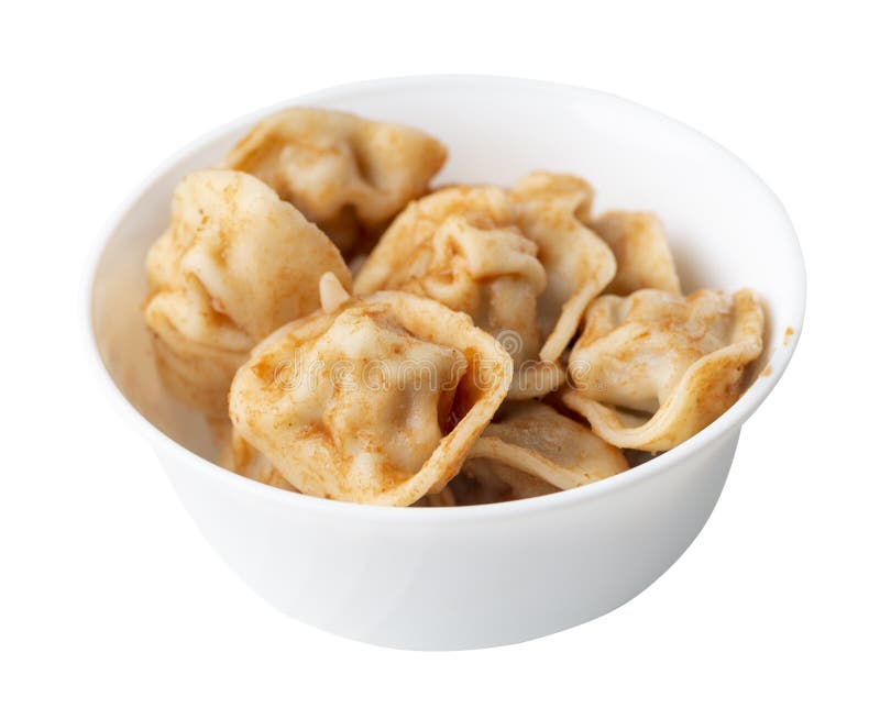 Dumplings on a Plate Isolated on White Background. Dumplings in Tomato ...