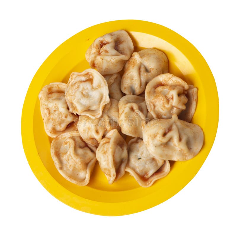Dumplings on a Plate Isolated on White Background. Dumplings in Tomato ...