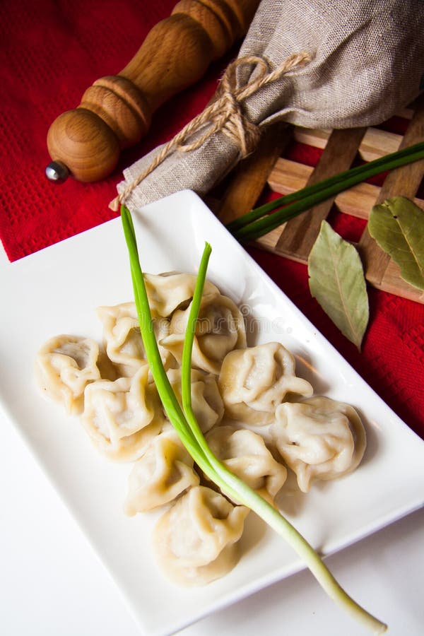 Dumplings on square plate stock image. Image of pastry - 65214509