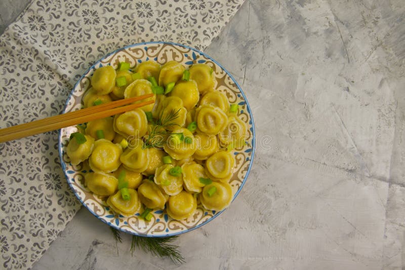 Dumplings, Sticks on Concrete Background Cooking, National Stock Photo ...