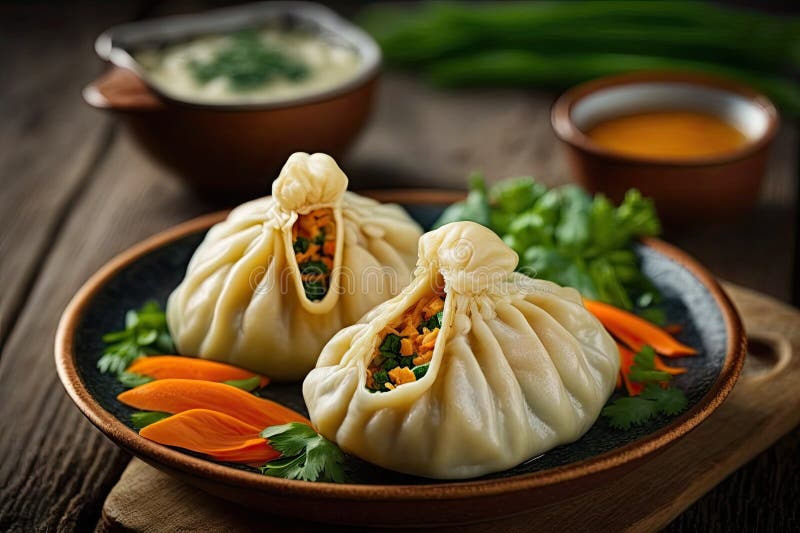 Dumplings Stuffed with Chicken and Vegetables Stock Illustration ...
