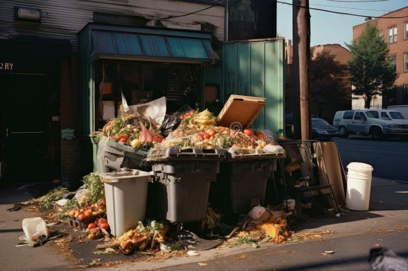 Dumpster with Excess Garbage Outside Restaurant Stock Illustration ...