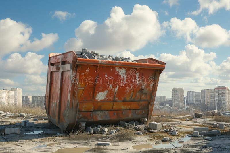 A Dumpster Full of Construction Waste Debris is Positioned Near ...