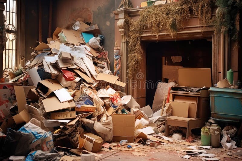 Dumpster Overfilled with Cardboard and Paper Recycling Stock ...