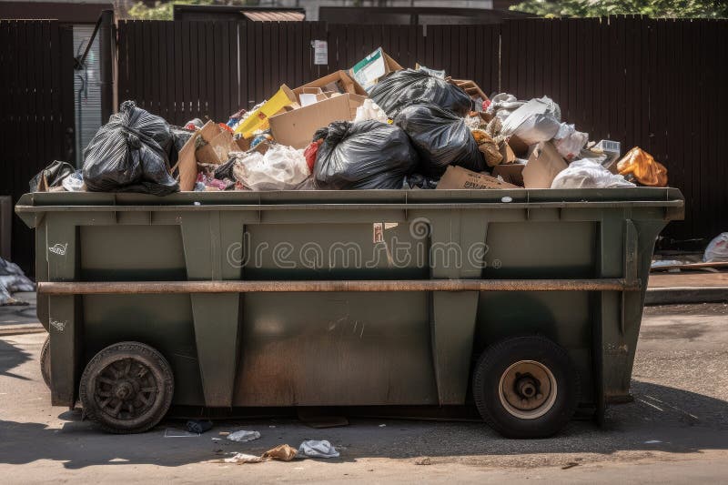 An Overflowing Dumpster in an Alley Behind a Fancy Restaurant, with ...
