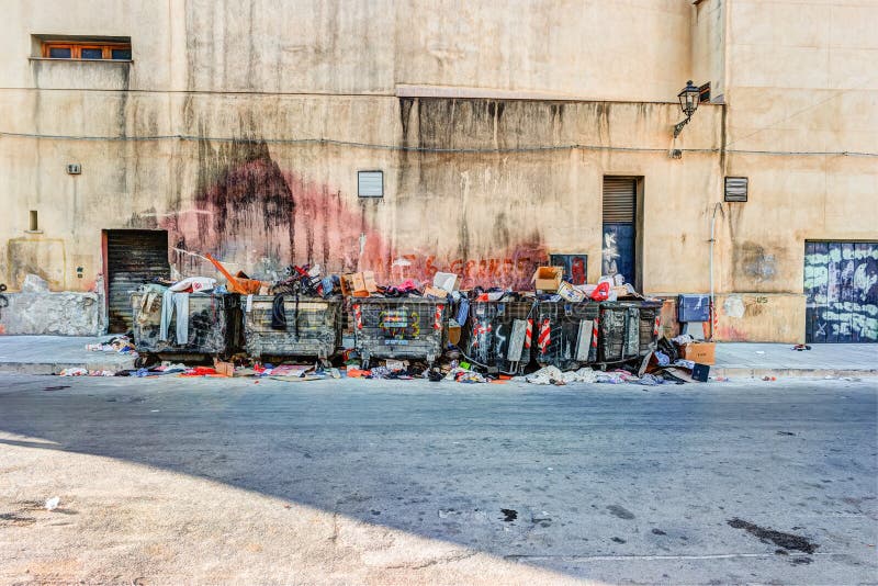 Dumpsters Being Full with Garbage Stock Photo - Image of area, dump ...