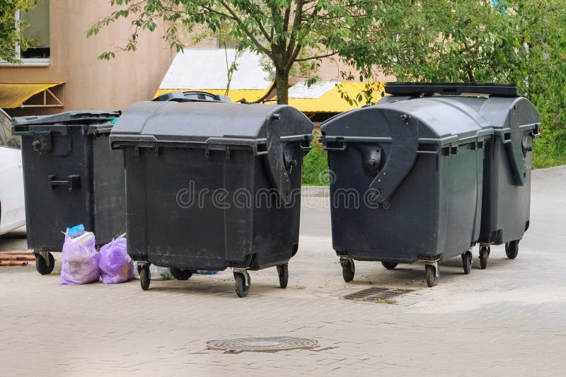 Dumpsters Being Full with Garbage in City. Garbage Waste Lots Junk Dump ...