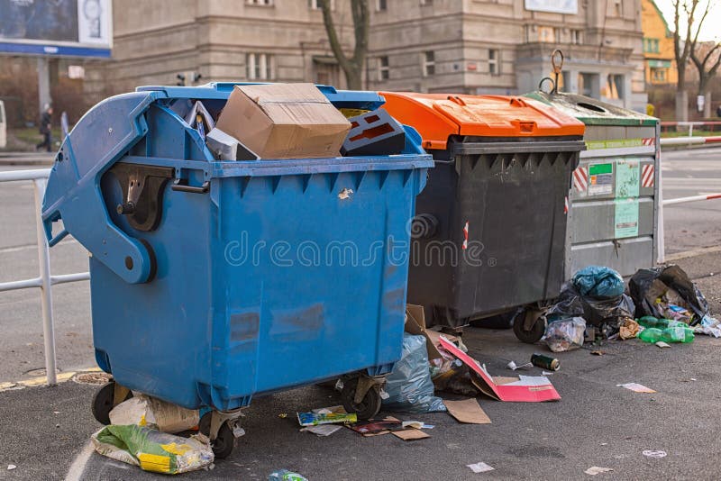 Dumpsters Being Full with Garbage Stock Image - Image of dirty ...