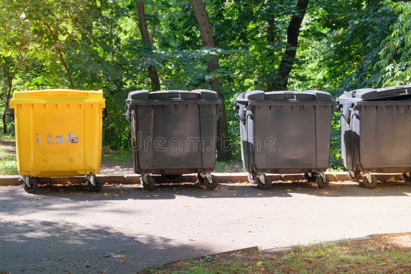 Dumpsters Being Full with Garbage in Park. Garbage Waste Lots Junk Dump ...