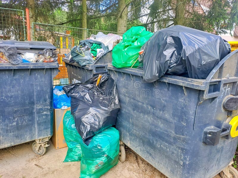 Dumpsters Being Full with Garbage. Trash Can Overflowing Litter ...