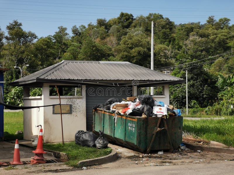 Dumpsters Collection Area Full with Garbage. Editorial Photo - Image of ...