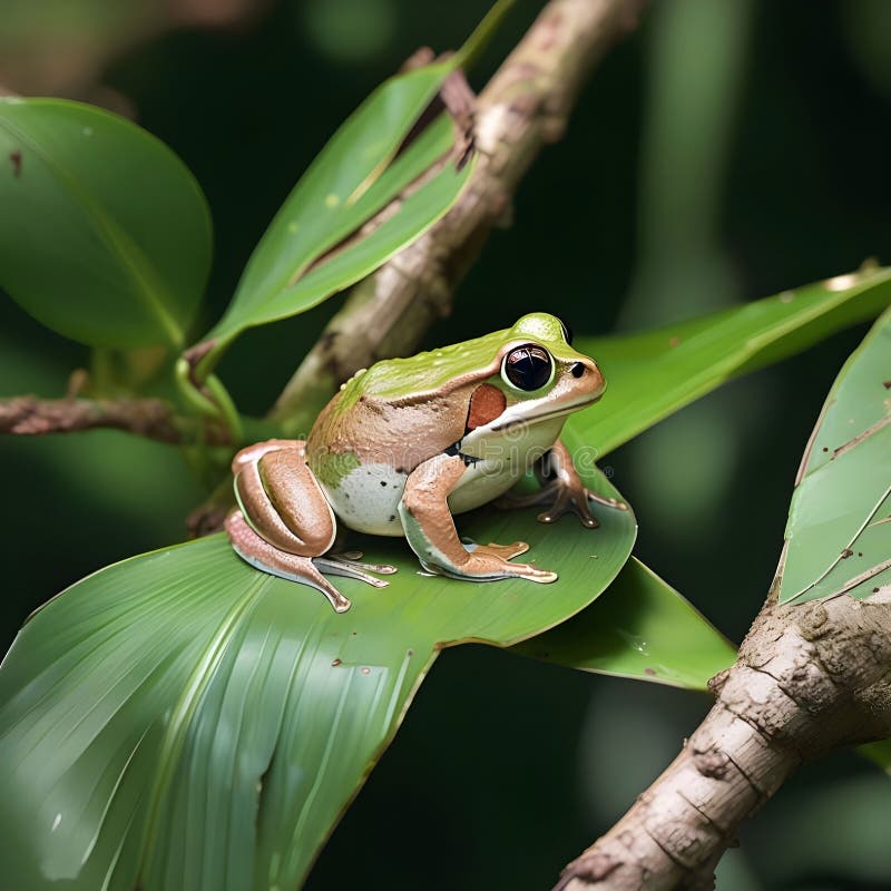 Dumpy Frog Latoria Cerulean on Green Leaves Dumpy Frog on Branch Tree ...