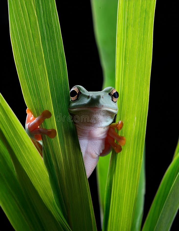 Dumpy Frog, Poked between the Stems of the Leaves Stock Illustration ...