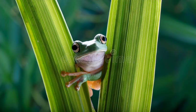 Dumpy Frog, Poked between the Stems of the Leaves Stock Illustration ...