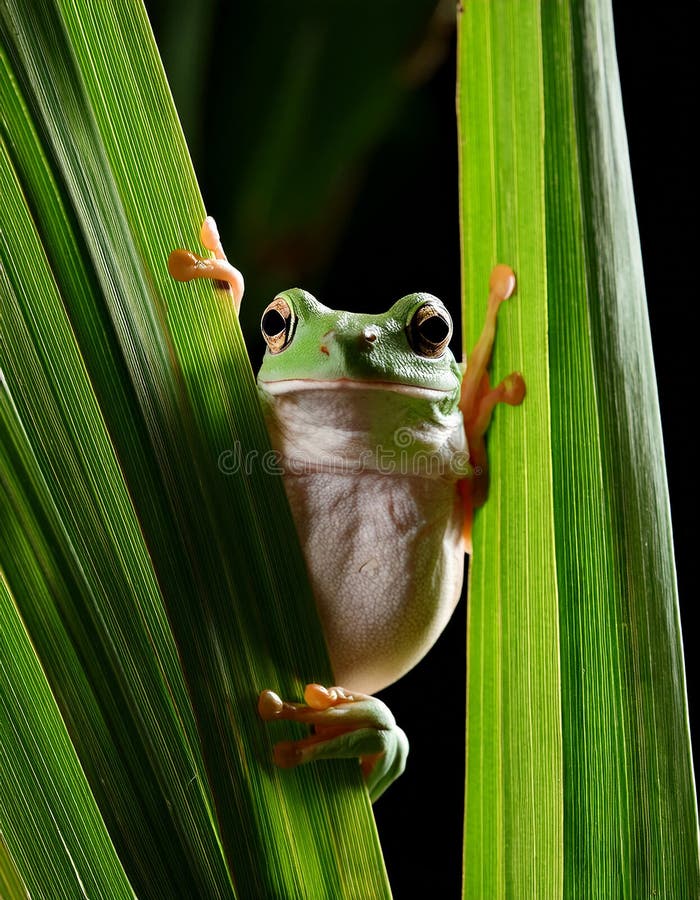 Dumpy Frog, Poked between the Stems of the Leaves Stock Illustration ...