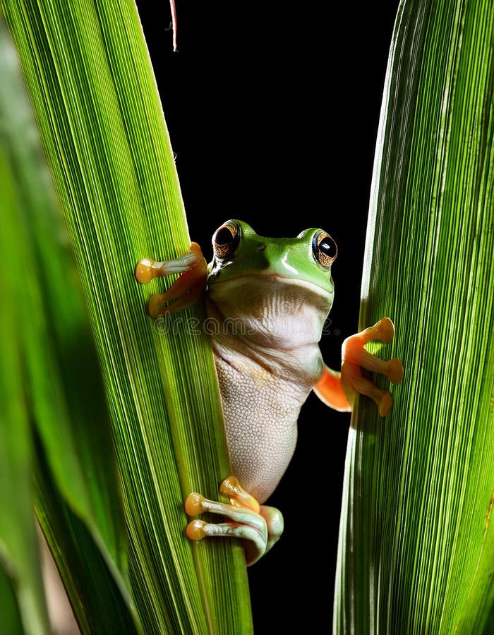 Dumpy Frog, Poked between the Stems of the Leaves Stock Illustration ...
