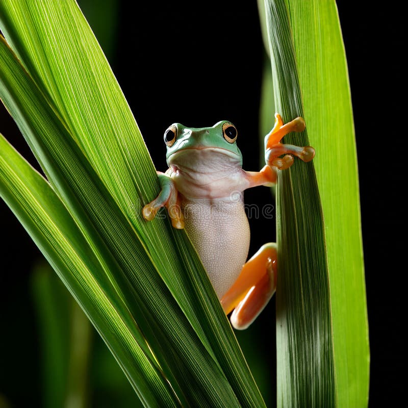 Dumpy Frog, Poked between the Stems of the Leaves Stock Illustration ...