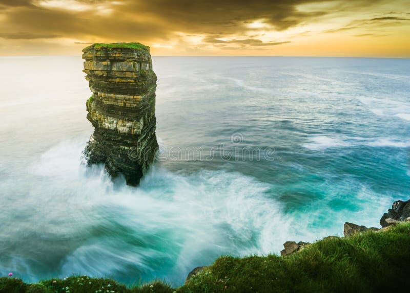 The Dun Briste Sea Stack Off the Cliffs of Downpatrick Head in County ...