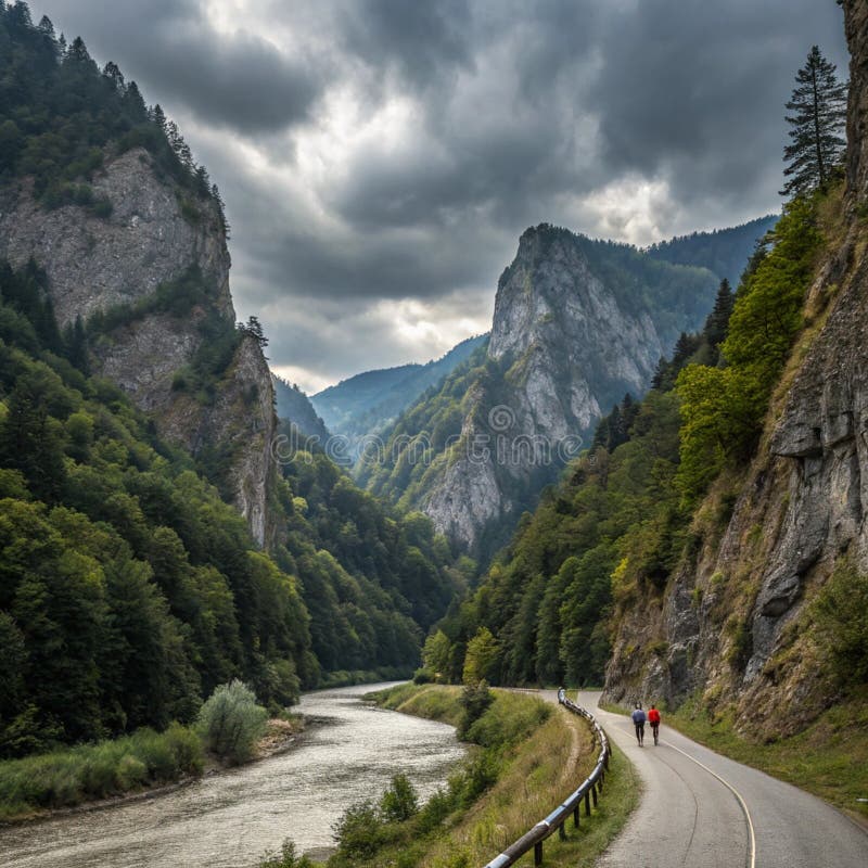 Dunajec River Gorge Trail, Mountain Landscape Road Stock Image - Image ...