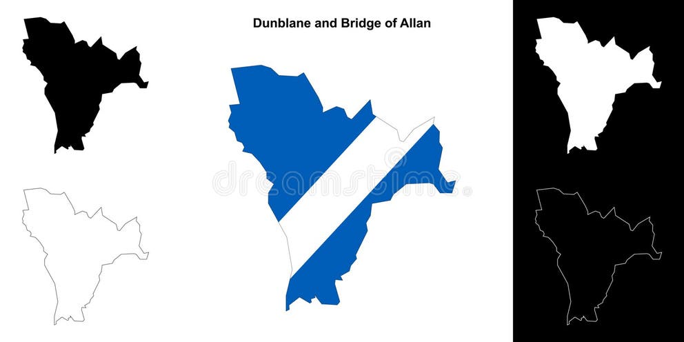Dunblane and Bridge of Allan Outline Map Stock Illustration ...