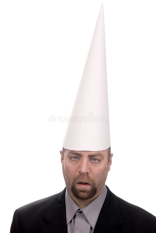 Dunce cap on man stock photo. Image of education, negative - 4281234