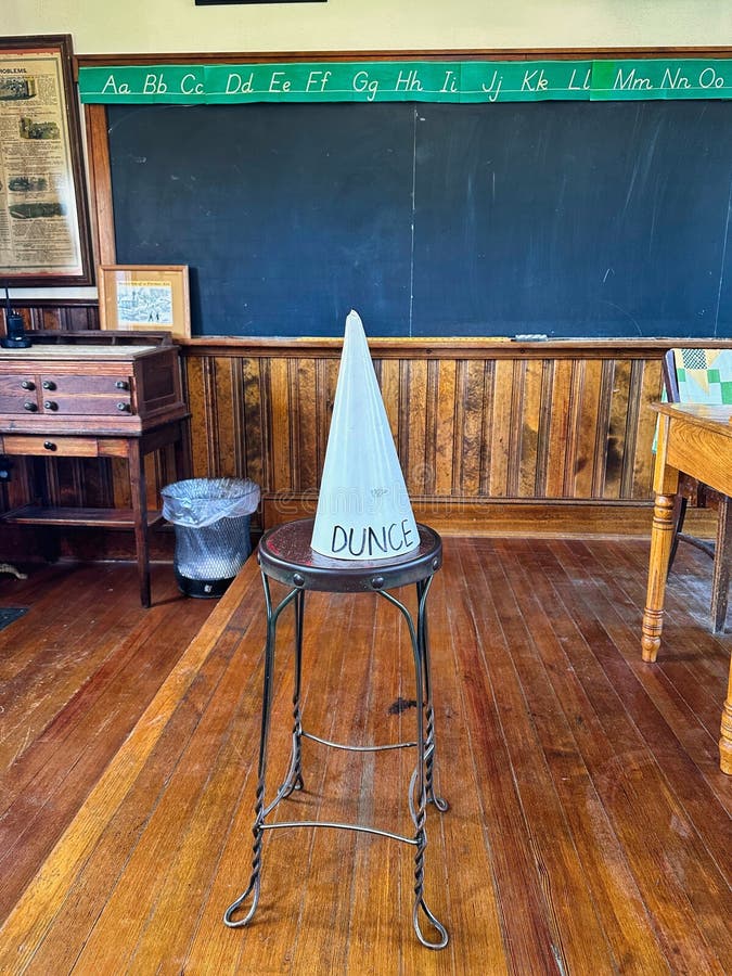 Dunce Hat in Old One Room School Stock Image - Image of child, dunce ...