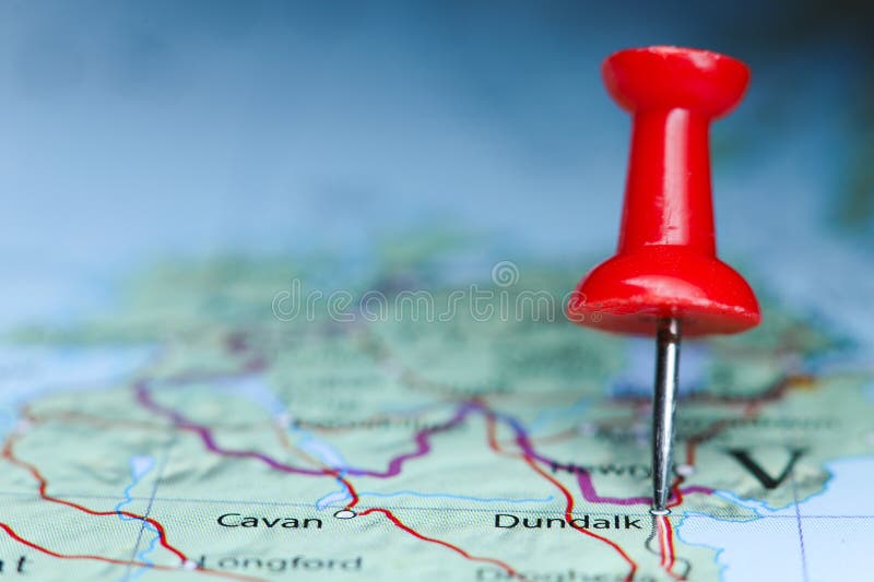 Dundalk, Ireland Pin on Map Stock Photo - Image of close, atlas: 339645898
