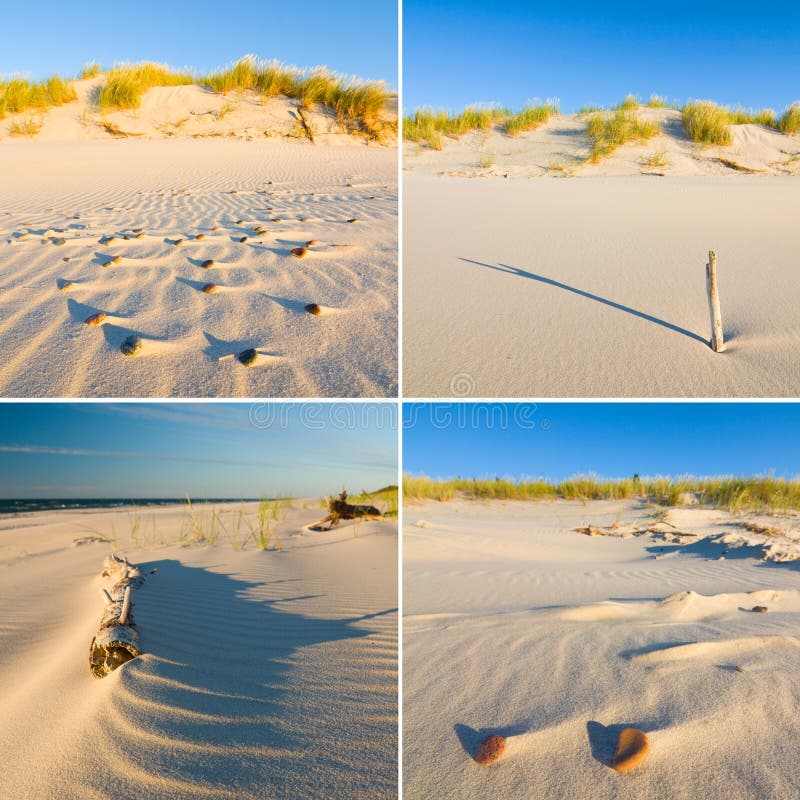 Dune on Beach at Sunset - Collage Stock Photo - Image of coast, baltic ...