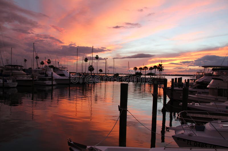 Dunedin marina sunset editorial photo. Image of vehicle - 294801086