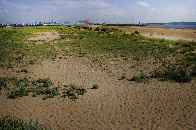 Dunes on a Beach Crosby, England. Stock Image - Image of clouds ...