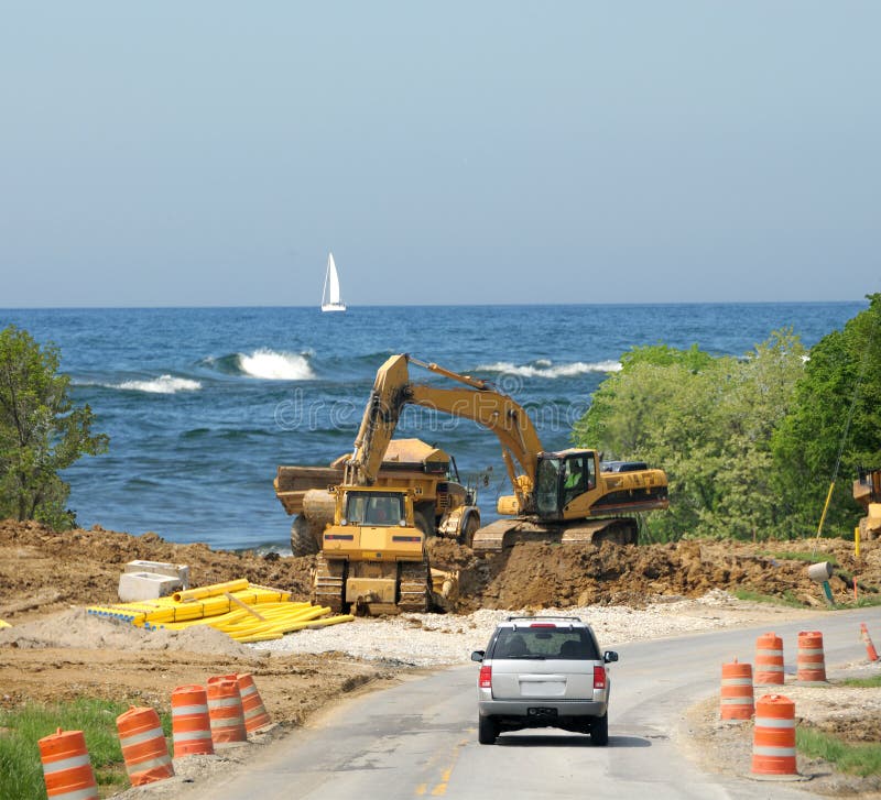 Dunes De Michigan De Lac Zone De Construction Image stock - Image du ...