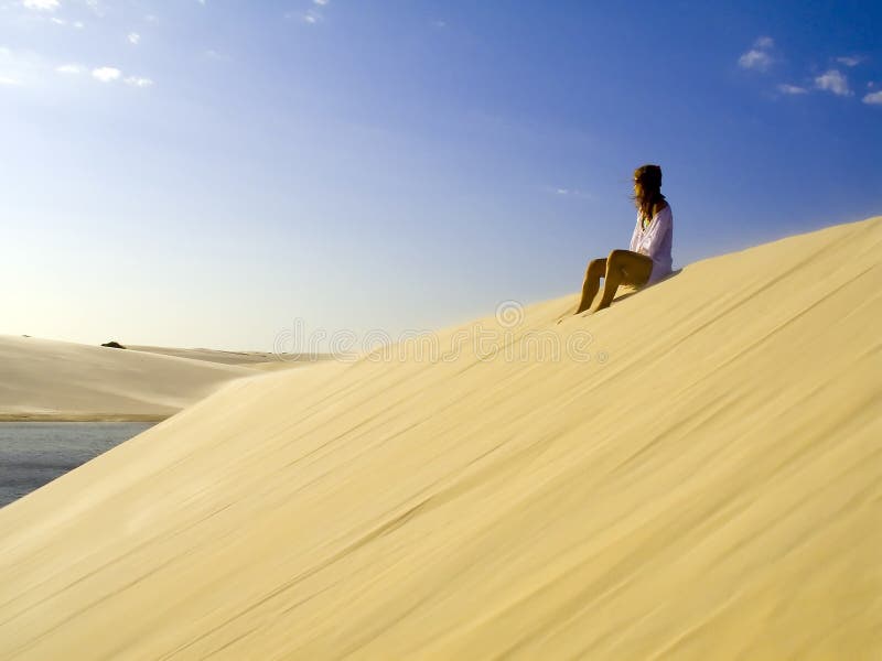 Dunes girl stock image. Image of landscape, sunset, desert - 3119741
