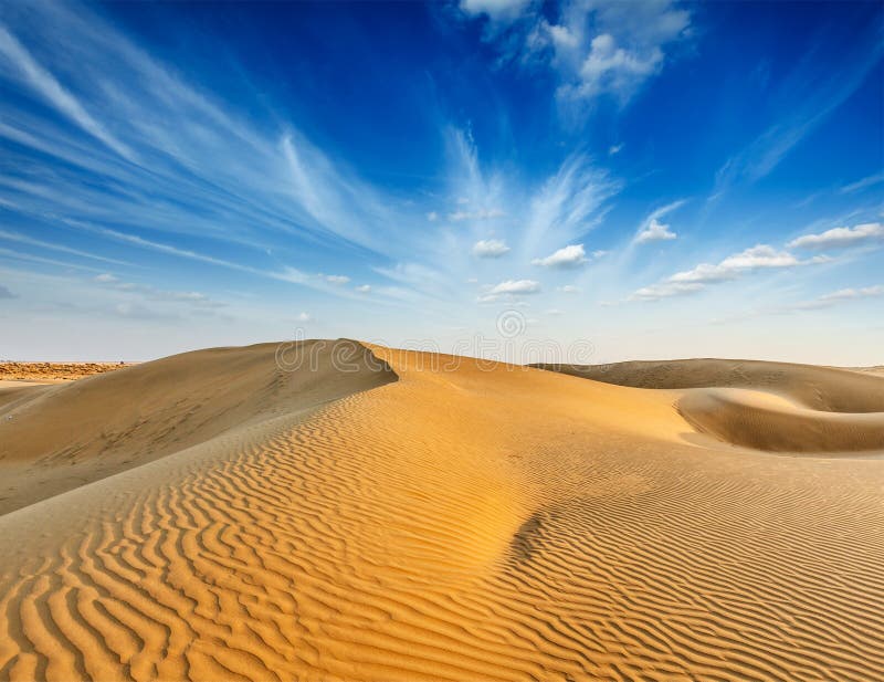 Dunes of Thar Desert, Rajasthan, India Stock Photo - Image of daytime ...