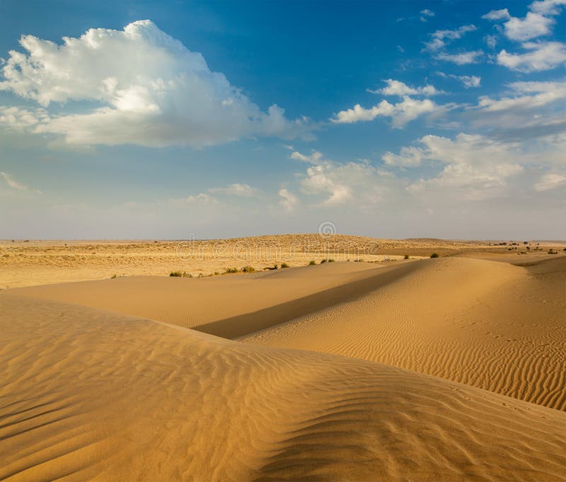 Dunes of Thar Desert, Rajasthan, India Stock Photo - Image of ...