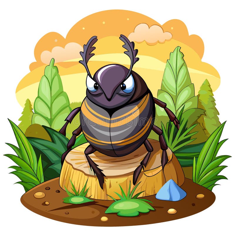 Dung Beetle Bug Lively Rests Bank Vector Stock Vector - Illustration of ...